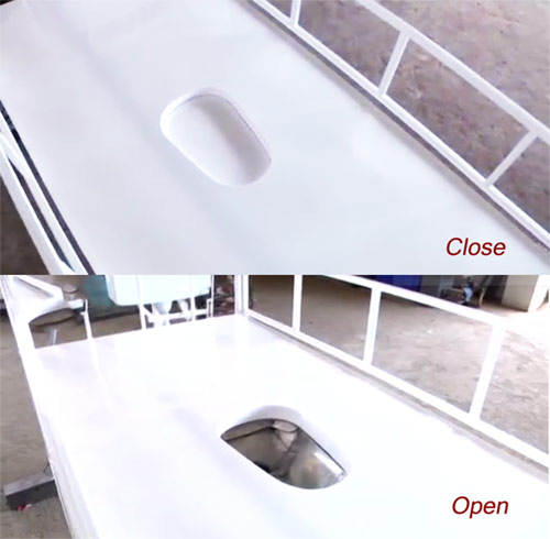 Cot with attached toilet pot having a remote operated cleaning system ...